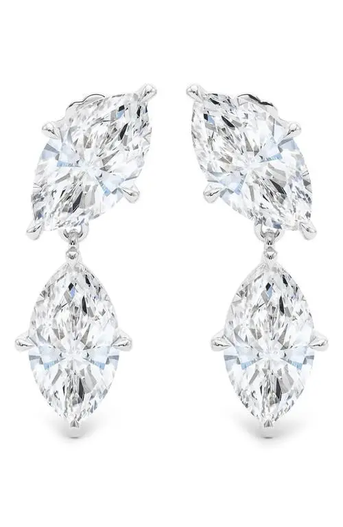 HAUTECARAT Lab Grown Diamond Twin Marquise Cut Drop Earrings - 18k White Gold