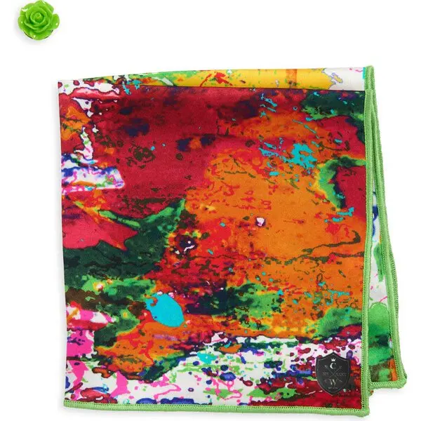 CLIFTON WILSON Color Paint Splash Silk Pocket Square - Multi
