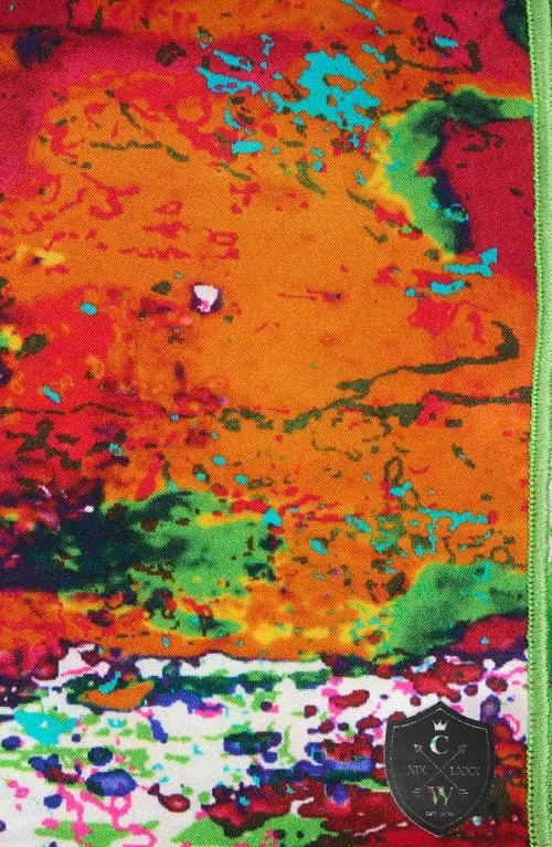 CLIFTON WILSON Color Paint Splash Silk Pocket Square