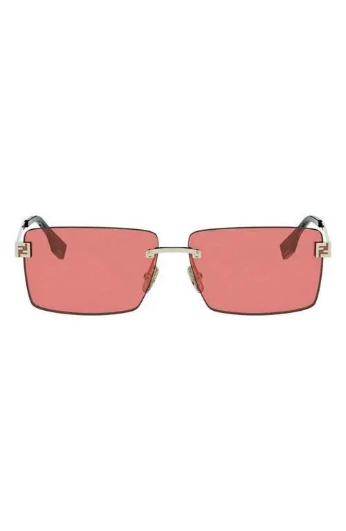 Fendi Rimless Rectangular Sunglasses - Gold/bordeaux