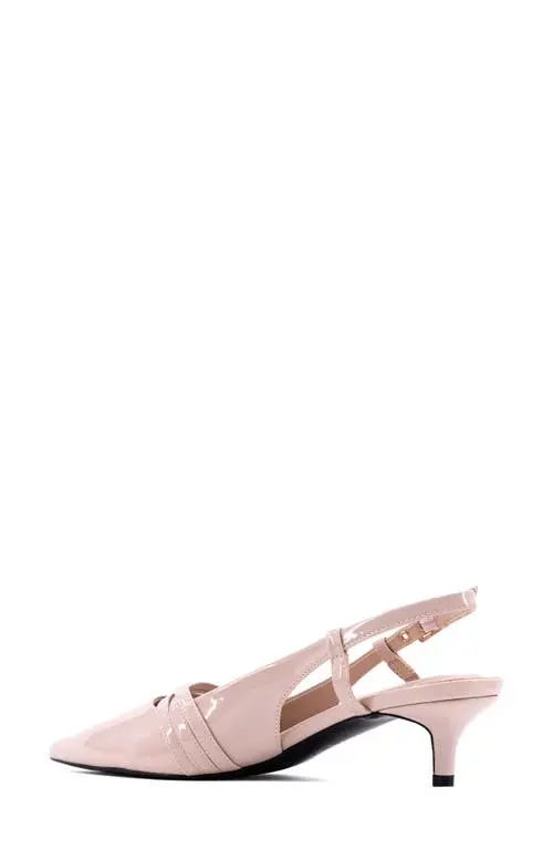SHU SHOP Nadja Pointed-toe Kitten Heel Slingback Pumps - Beige Patent