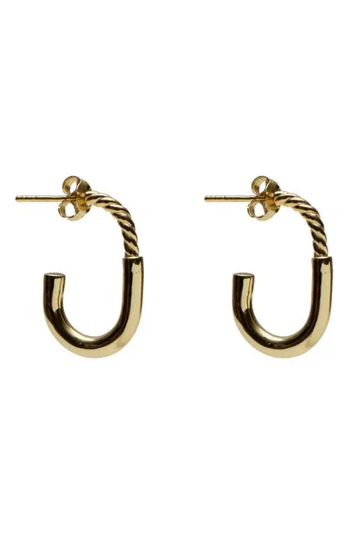 Argento Vivo High Polish J-shaped Hoop Earrings - Gold