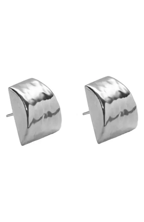 Argento Vivo Hammered Stud Earrings - Silver