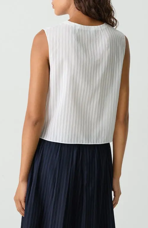 Theory Stripe Sleeveless Crop Button-up Shirt