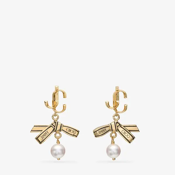JIMMY CHOO Ribbon Pearl Earrings - Gold/black/white