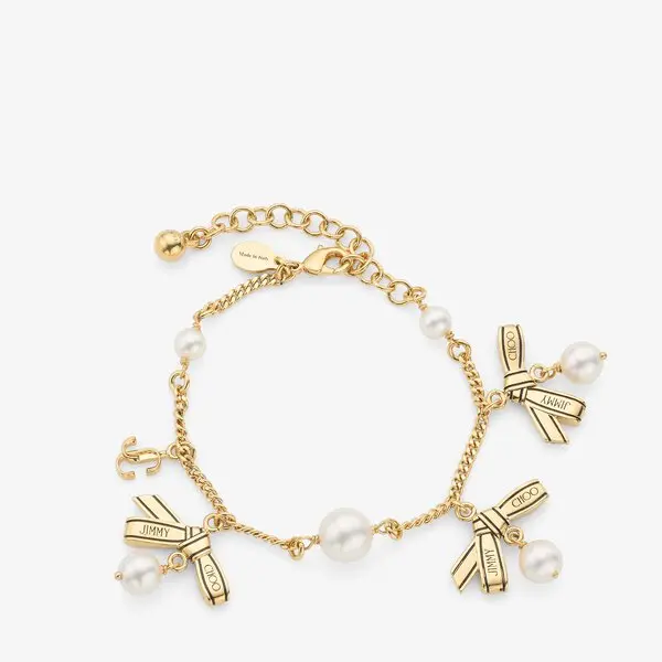 JIMMY CHOO Multi Charm Ribbon Bracelet - Gold/black/white