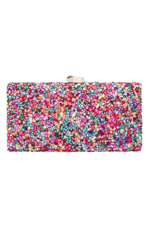 Nina Embellished Clutch - Pink Multi