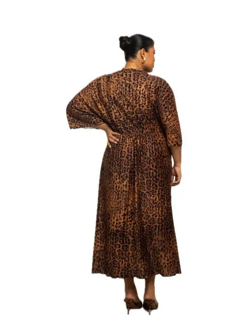 FASHION-SZN CURVE Leopard Print Midi Dress