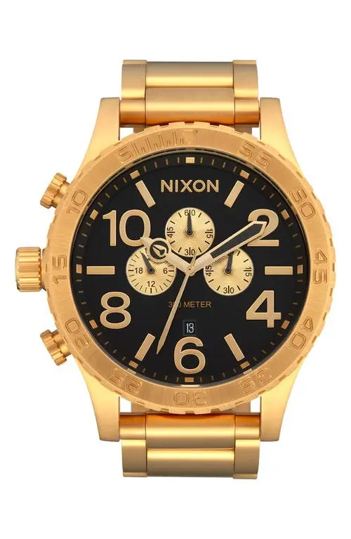 Nixon 51-30 Chronograph Bracelet Watch - All Gold/black