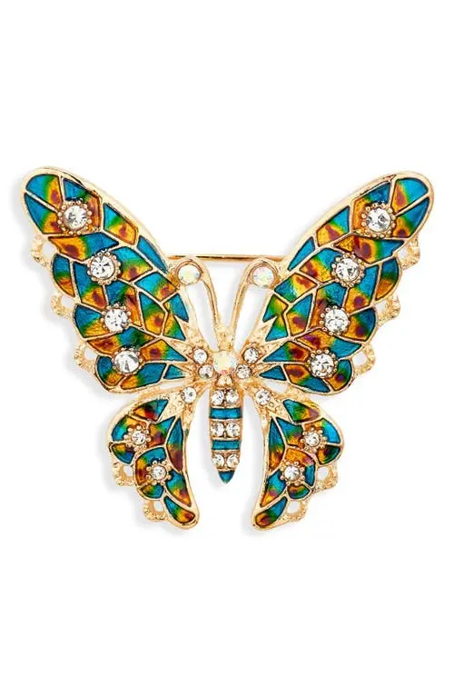 CLIFTON WILSON Embellished Butterfly Lapel Pin - Gold