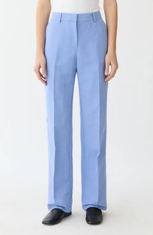 Lafayette 148 New York Gates Silk & Linen Straight-leg Pants - Iris