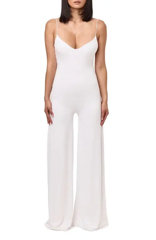 Naked Wardrobe Wide-leg Stretch-jersey Jumpsuit - White
