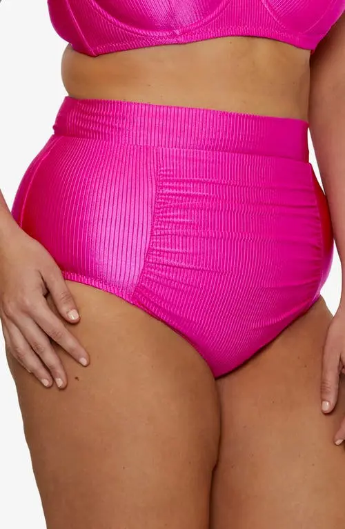 BECCA By Rebecca Virtue Monte Carlo Ruched High Waist Bikini Bottoms