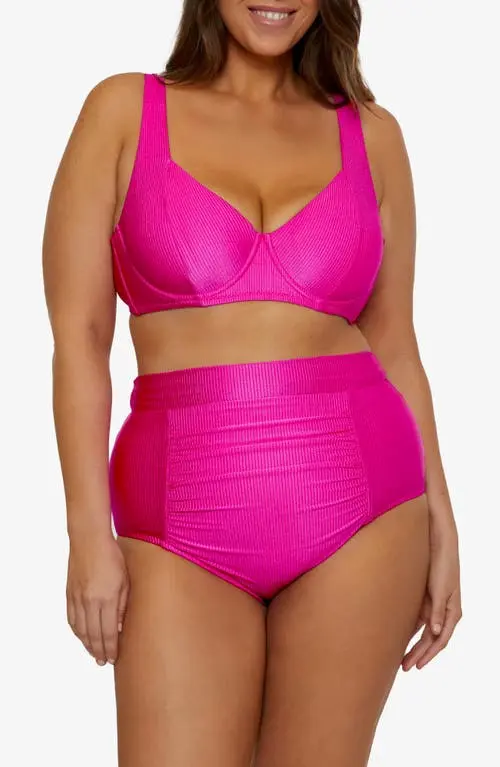 BECCA By Rebecca Virtue Monte Carlo Ruched High Waist Bikini Bottoms
