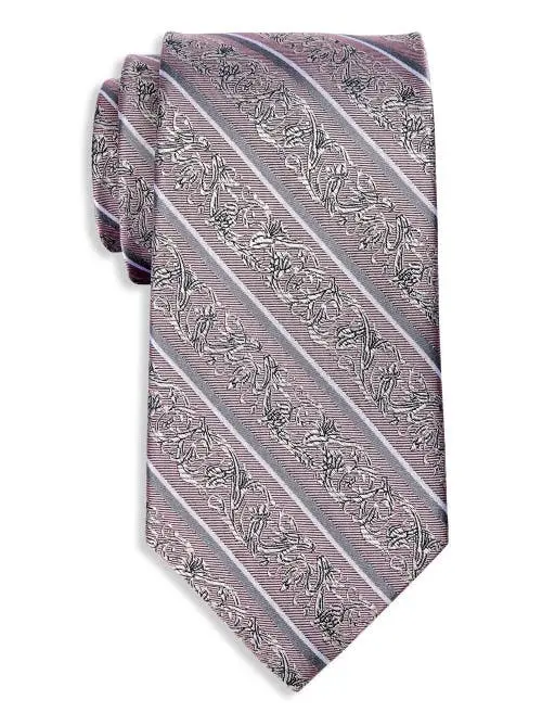 OAK HILL PREMIUM BY DXL Striped Silk Neck Tie - Pink