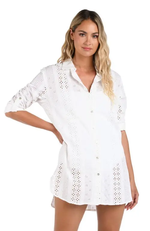 La Blanca Eyelet Cotton Cover-up Tunic