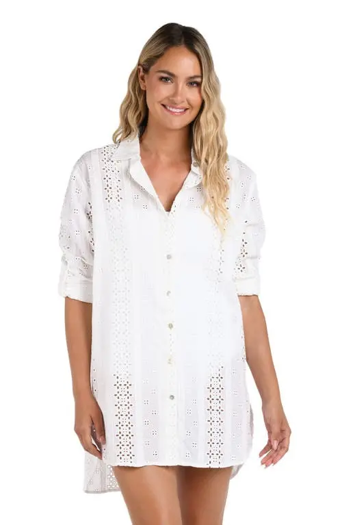 La Blanca Eyelet Cotton Cover-up Tunic