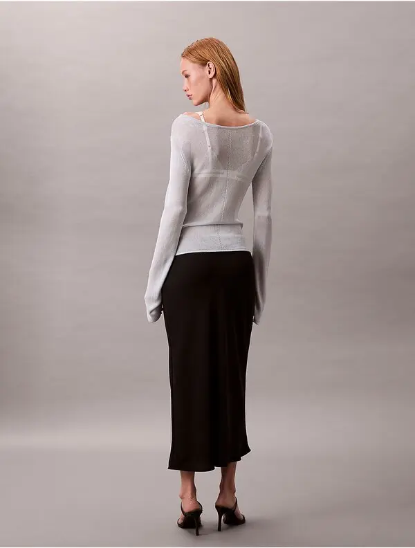 Calvin Klein Matte Satin Midi Skirt