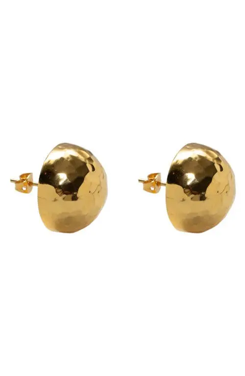 Argento Vivo Hammered Button Stud Earrings - Gold