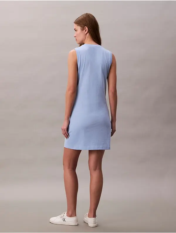 dark blue satin slip dress Shannon Boat Neck Sleeveless Mini Dress Light Blue main image 0