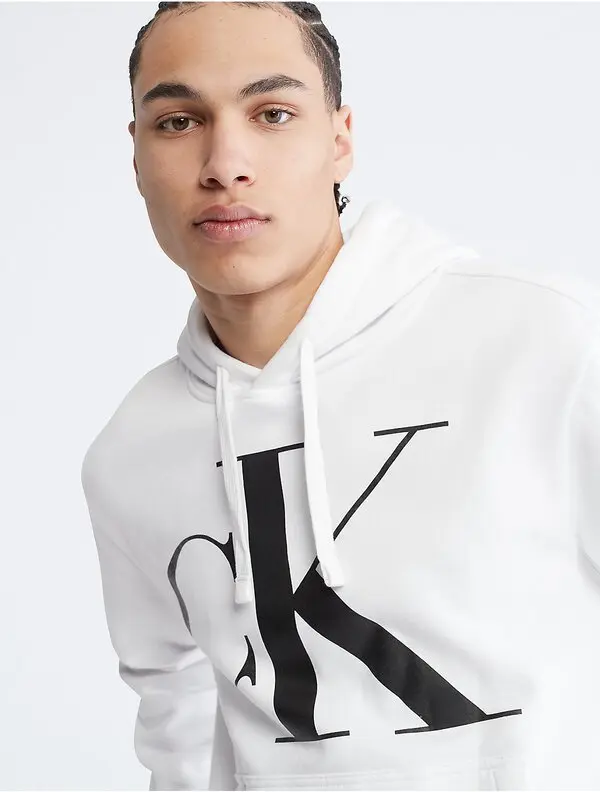 Calvin Klein Monogram Fleece Hoodie - Brilliant White