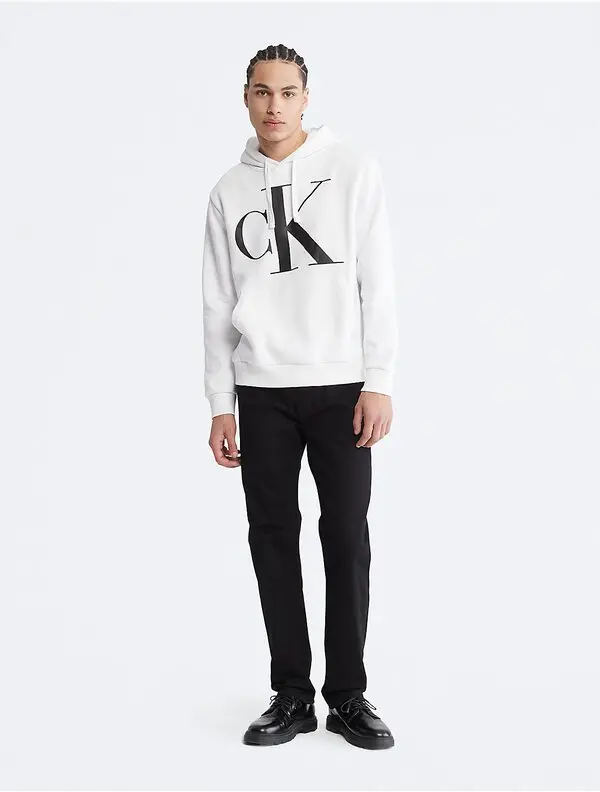 Calvin Klein Monogram Fleece Hoodie - Brilliant White