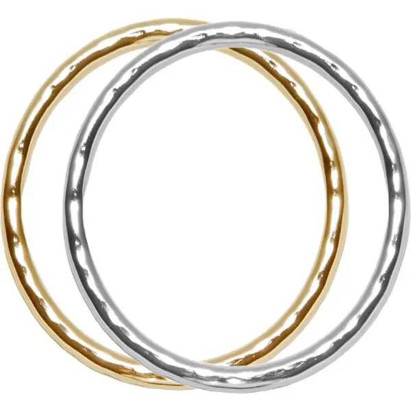 Argento Vivo Set Of Two Oval Hammered Bangles - Gold/ Sil