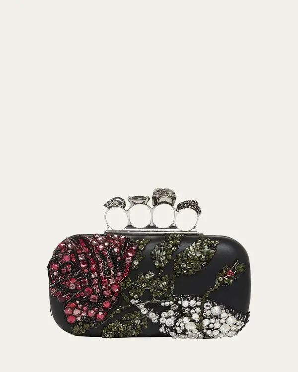Alexander McQueen Beaded Floral Knuckle Duster Clutch