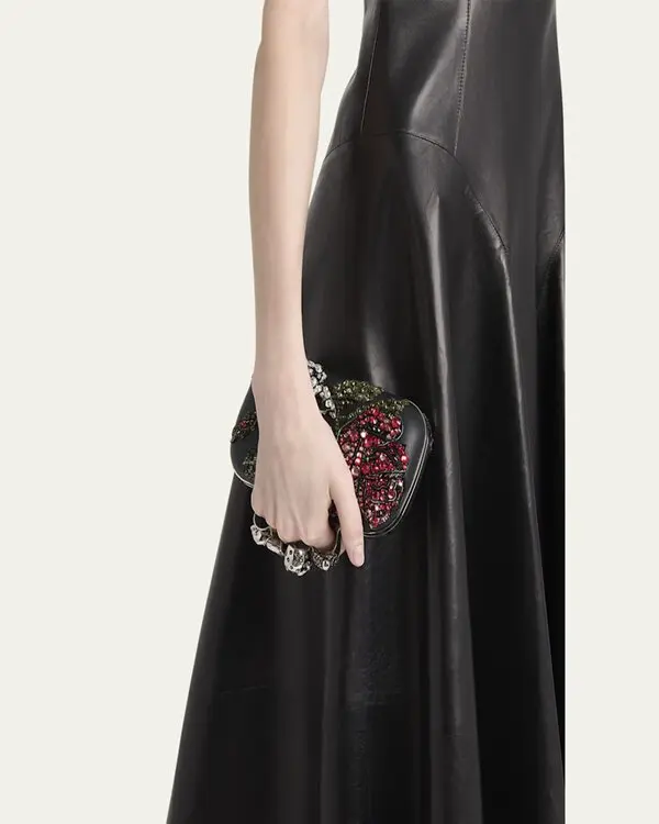 Alexander McQueen Beaded Floral Knuckle Duster Clutch