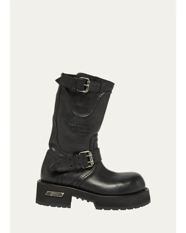 Balenciaga Venom Leather Biker Boots - Black