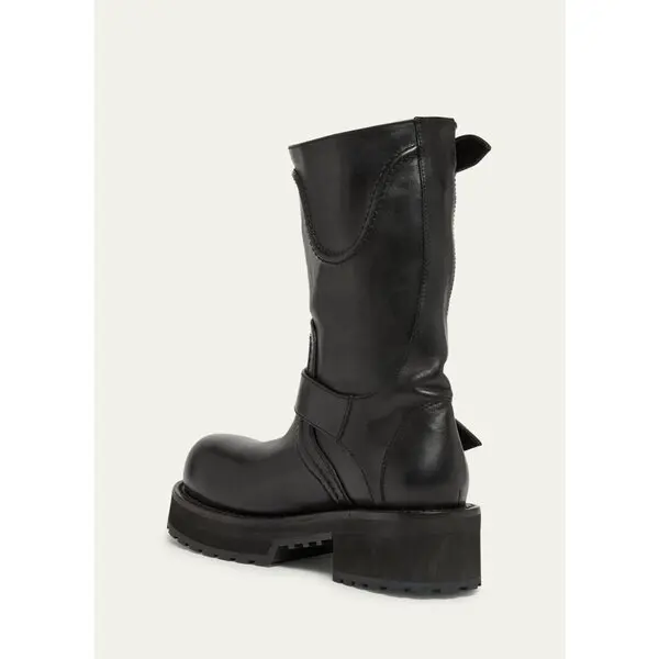 Balenciaga Venom Leather Biker Boots - Black