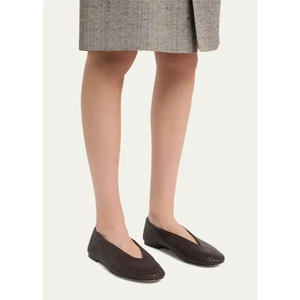 Bottega Veneta Micro Woven Nappa Leather Ballerina Flats - Emerald
