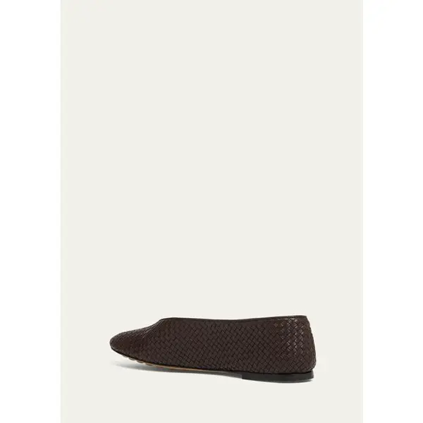 Bottega Veneta Micro Woven Nappa Leather Ballerina Flats - Emerald