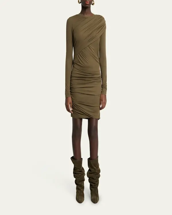 Isabel Marant Étoile Denise Long-sleeve Draped Mini Dress