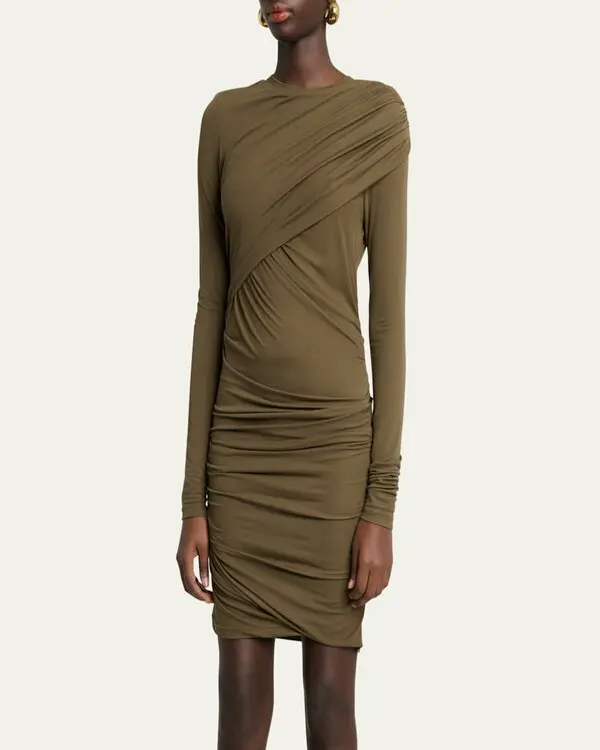 Isabel Marant Étoile Denise Long-sleeve Draped Mini Dress