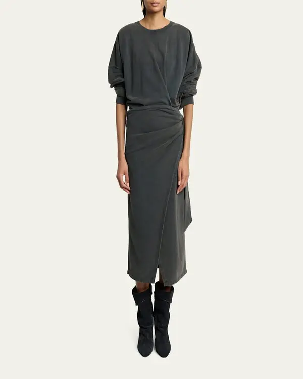 Isabel Marant Étoile Sandrina Draped Sweatshirt Dress