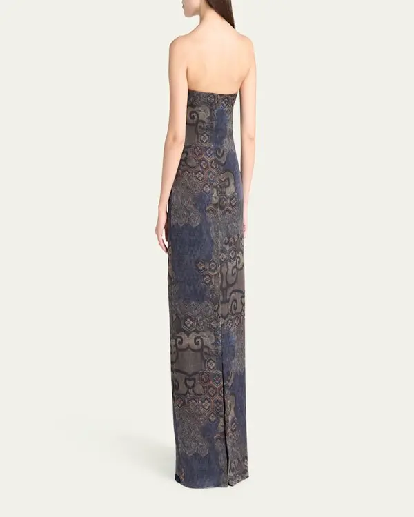 Giorgio Armani Tile-print Silk Column Gown