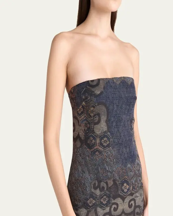 Giorgio Armani Tile-print Silk Column Gown