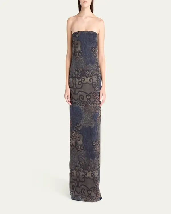 Giorgio Armani Tile-print Silk Column Gown