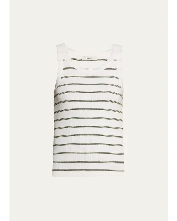 Vince Stripe Scoop-neck Tank Top - Herb Combo