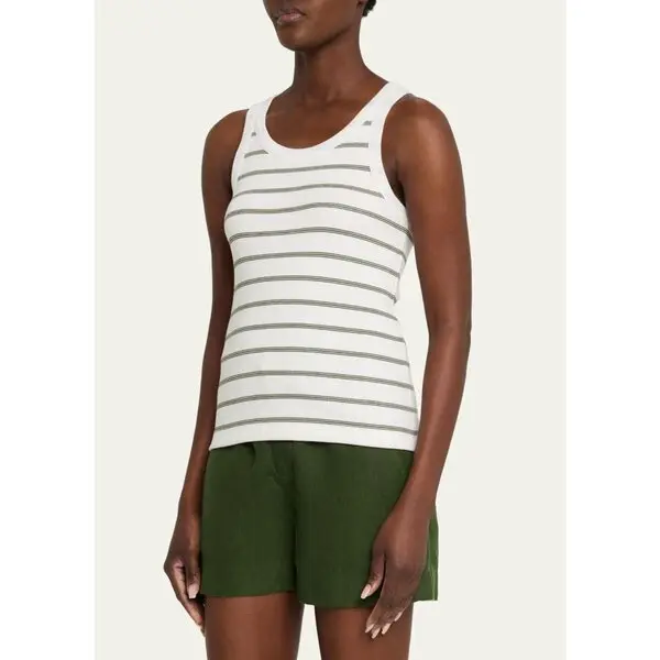 Vince Stripe Scoop-neck Tank Top - Herb Combo