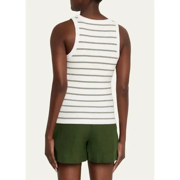 Vince Stripe Scoop-neck Tank Top - Herb Combo