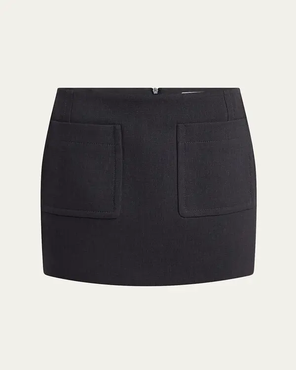 Bottega Veneta Light Structured Cotton Mini Skirt With Patch Pockets - Antracite