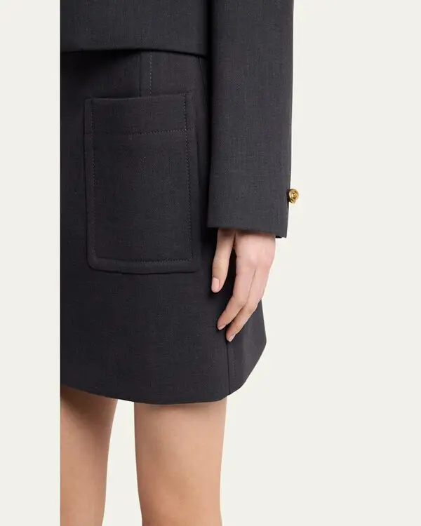 Bottega Veneta Light Structured Cotton Mini Skirt With Patch Pockets - Antracite