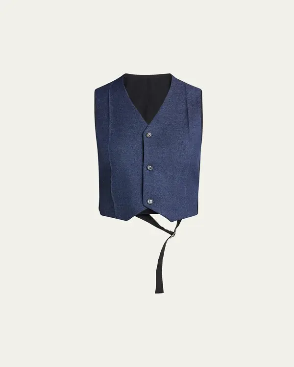 Bottega Veneta Melange Wool Drill Vest - Indigo