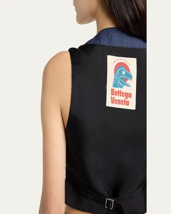 Bottega Veneta Melange Wool Drill Vest - Indigo