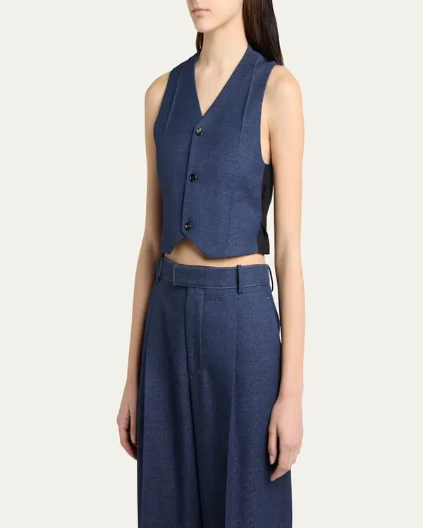 Bottega Veneta Melange Wool Drill Vest - Indigo
