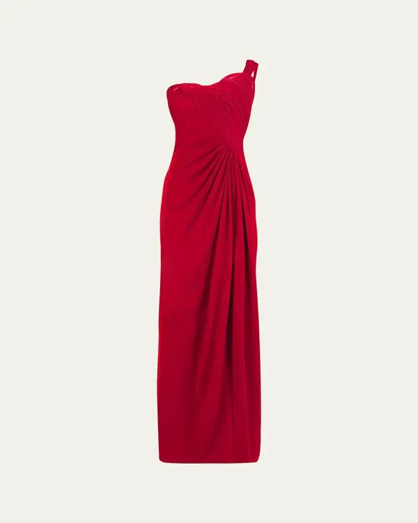 GAURAV GUPTA Erytheia Sculpted One-shoulder Gown - Red