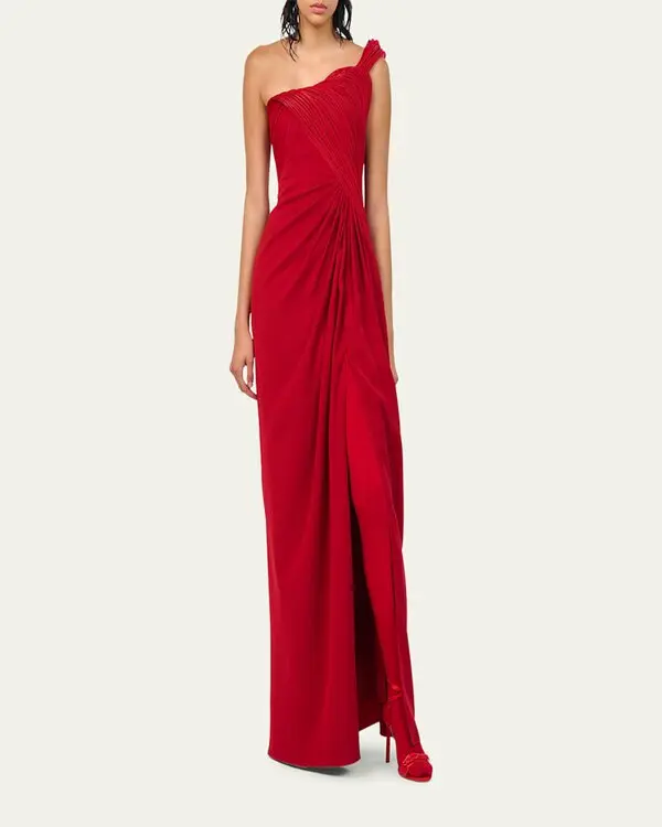 GAURAV GUPTA Erytheia Sculpted One-shoulder Gown - Red
