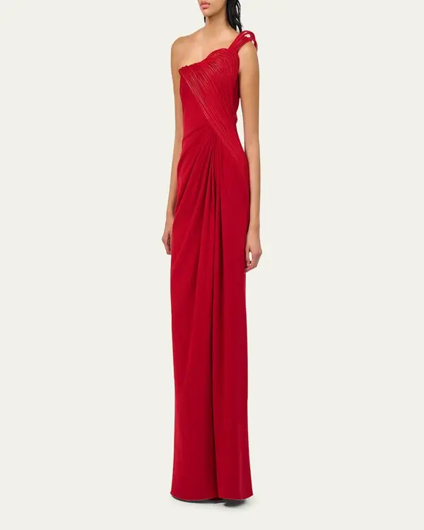 GAURAV GUPTA Erytheia Sculpted One-shoulder Gown - Red